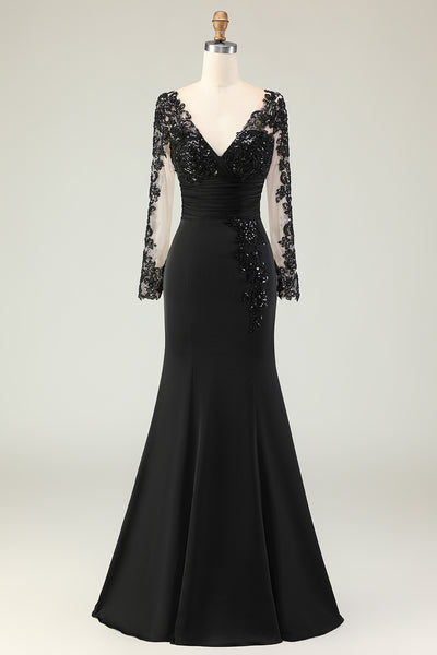 Berylove Women Elegant Black Mother Of The Bride Dress with Sequins ...