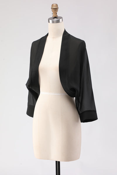 Berylove Women Black Chiffon Open Front Soft Short Shawl Wraps